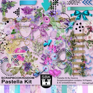 Pastella Digital Scrapbooking Kit Flowers Plus Premade Floral Frame ...
