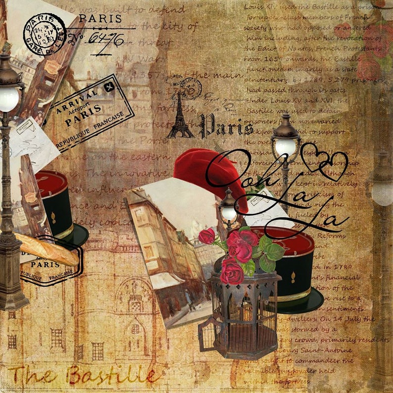 Paris France Themed Scrapbook Kit Papers Embellishments : - Etsy Australia