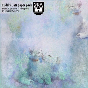 Cat Theme Digital Scrapbook Papers CUDDLY CATS 13 Papers All With ...