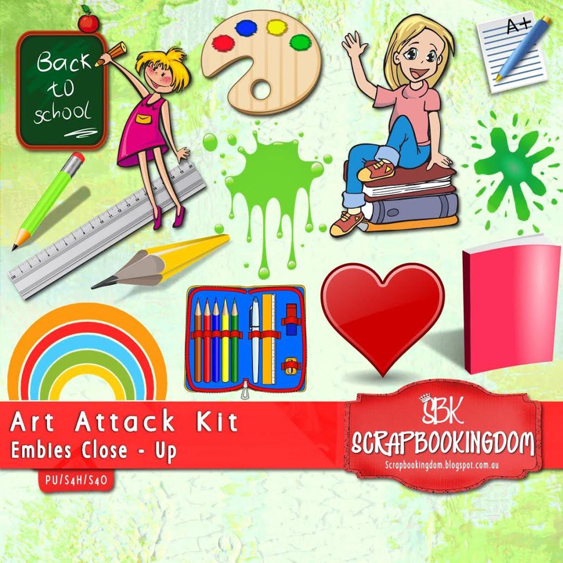 Art Attack Scrapbook Kit Colorful Embellishments & Papers - Etsy