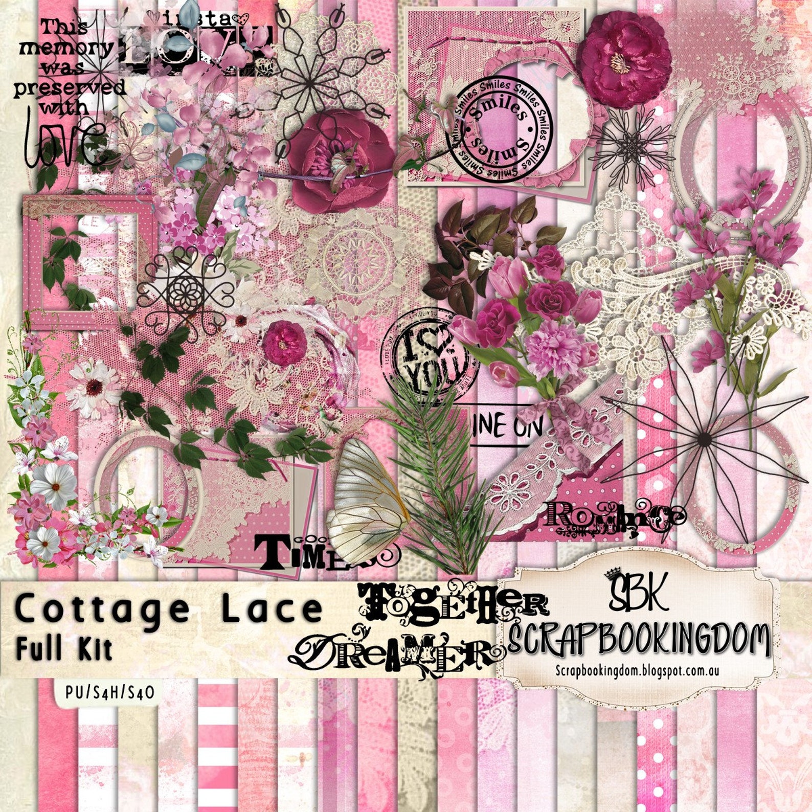 Cottage Lace Digital Scrapbook KIT - Etsy