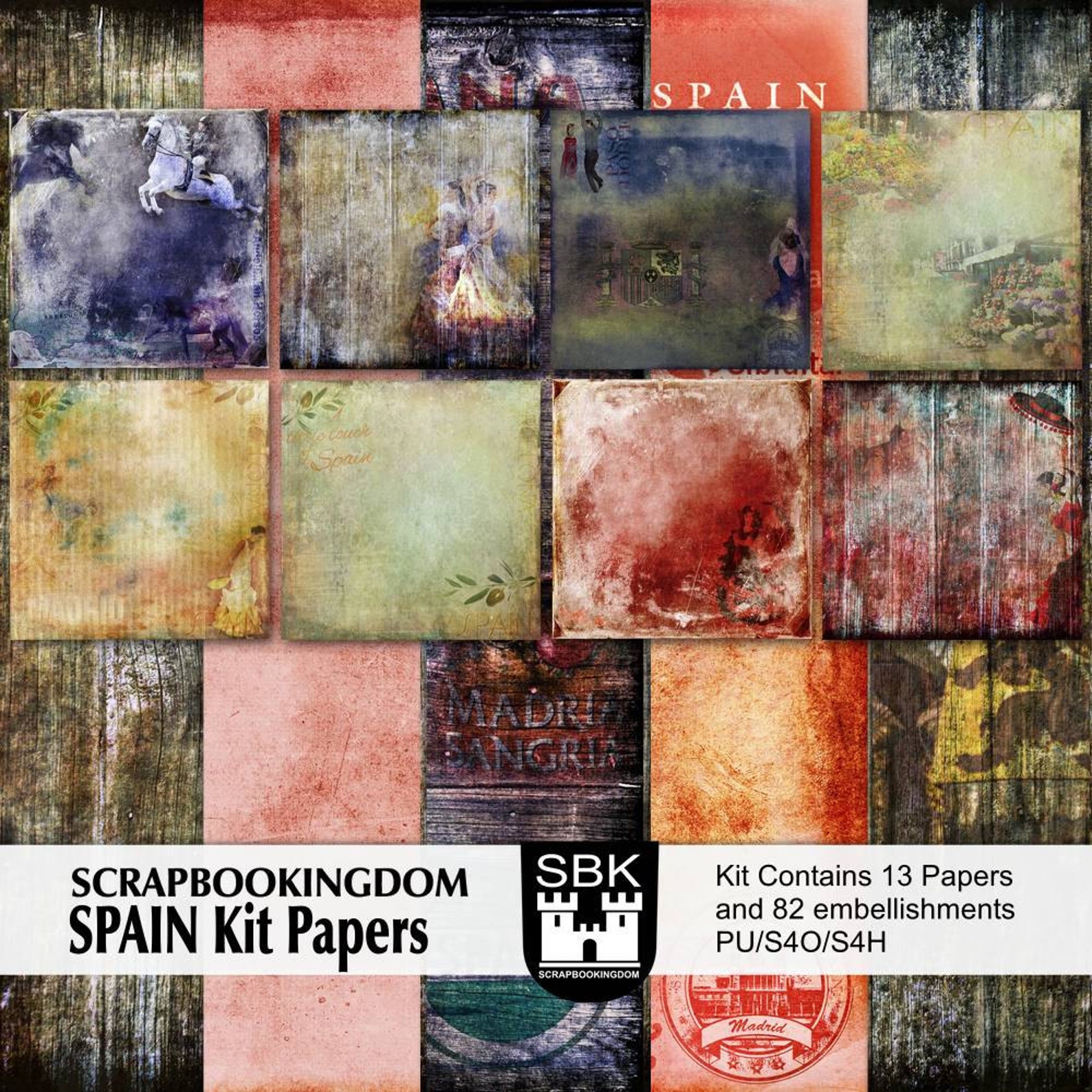 SPAIN Scrapbook Kit : Spanish Theme Andelusion, Barcelona, Gaudi ...