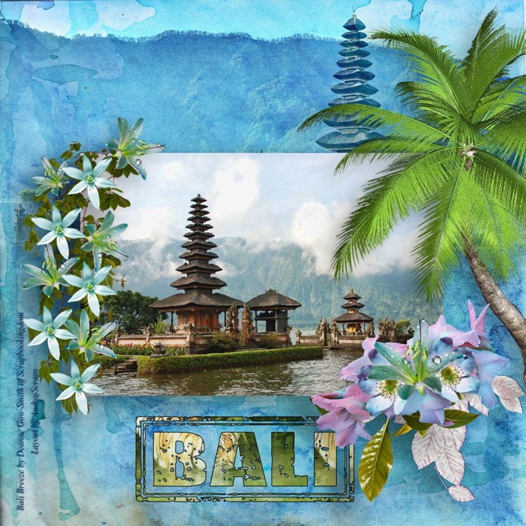 Holiday Destination Bali Scrapbook Kit BALI BREEZE Tiger, Elephant, Balinese Embellishments ...