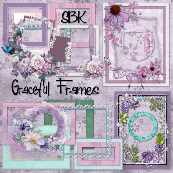 Digital Scrapbook Frame Set X 16 GRACEFUL Feminine Elegant | Etsy