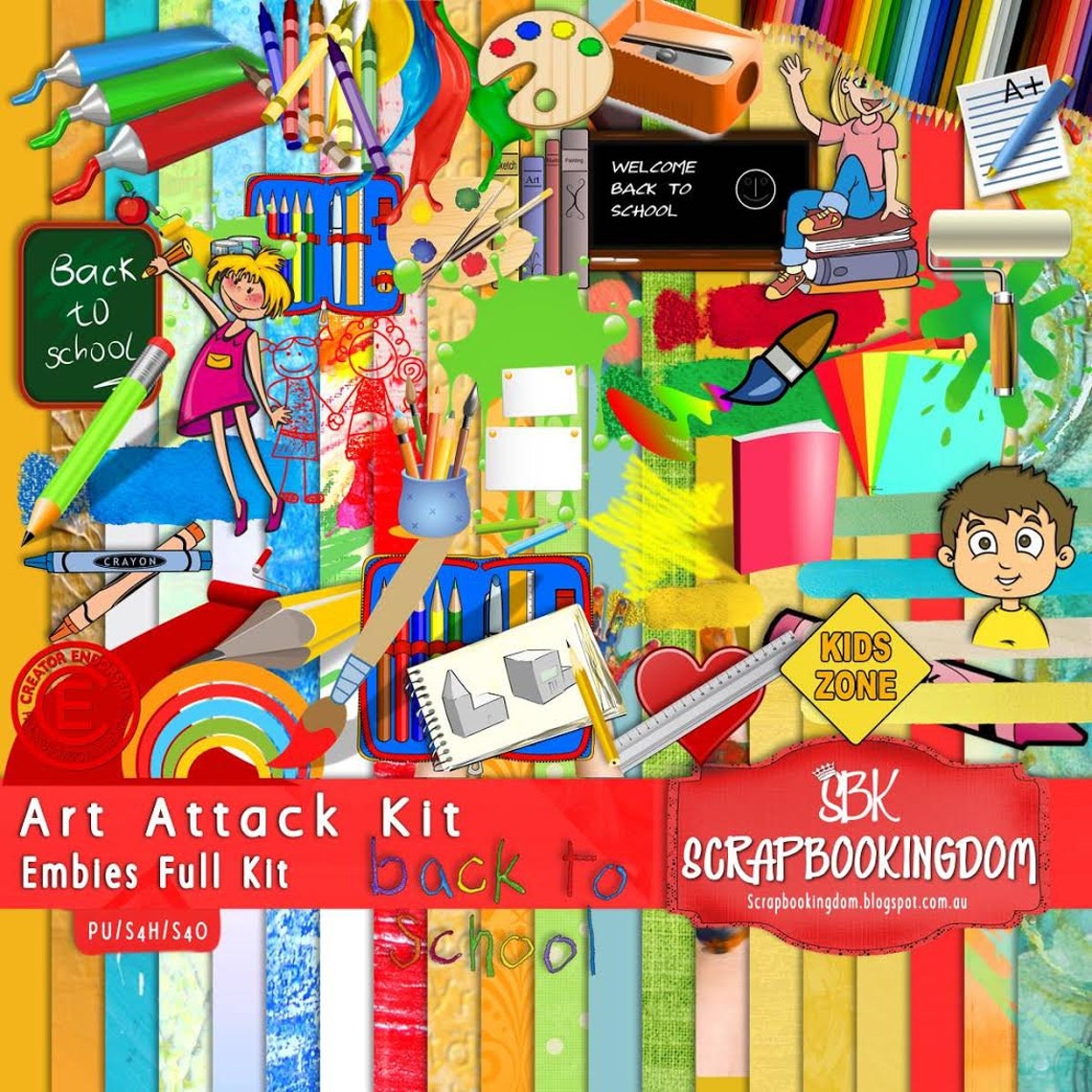 Art Attack Scrapbook Kit Colorful Embellishments & Papers - Etsy