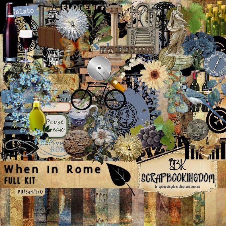Rome Italy Scrapbook KIT Digital embellishments and Scrapbook | Etsy