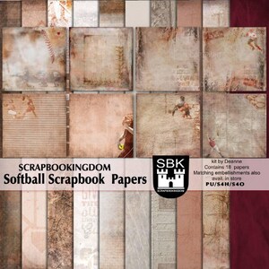 Softball Digital Scrapbooking Kit - Papers and Embellishments, Love the ...