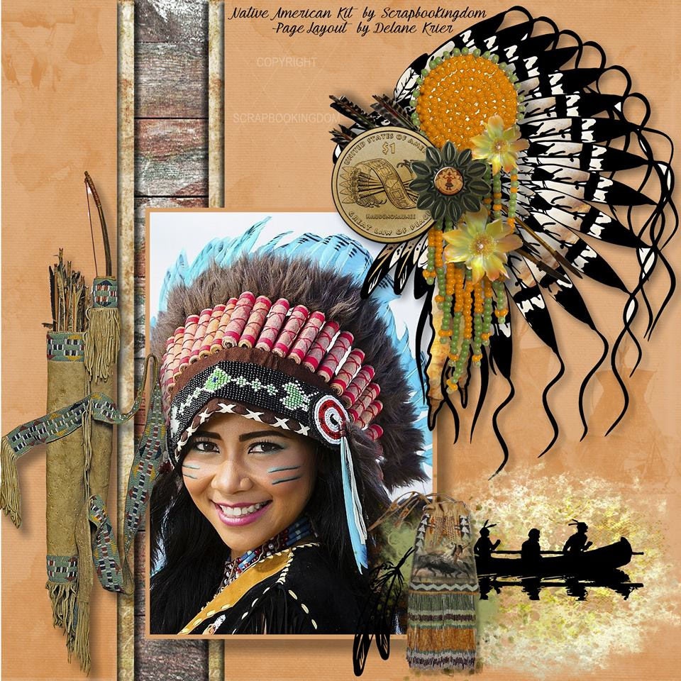 Native American Indian scrapbook kitfeathers arrows Indian | Etsy