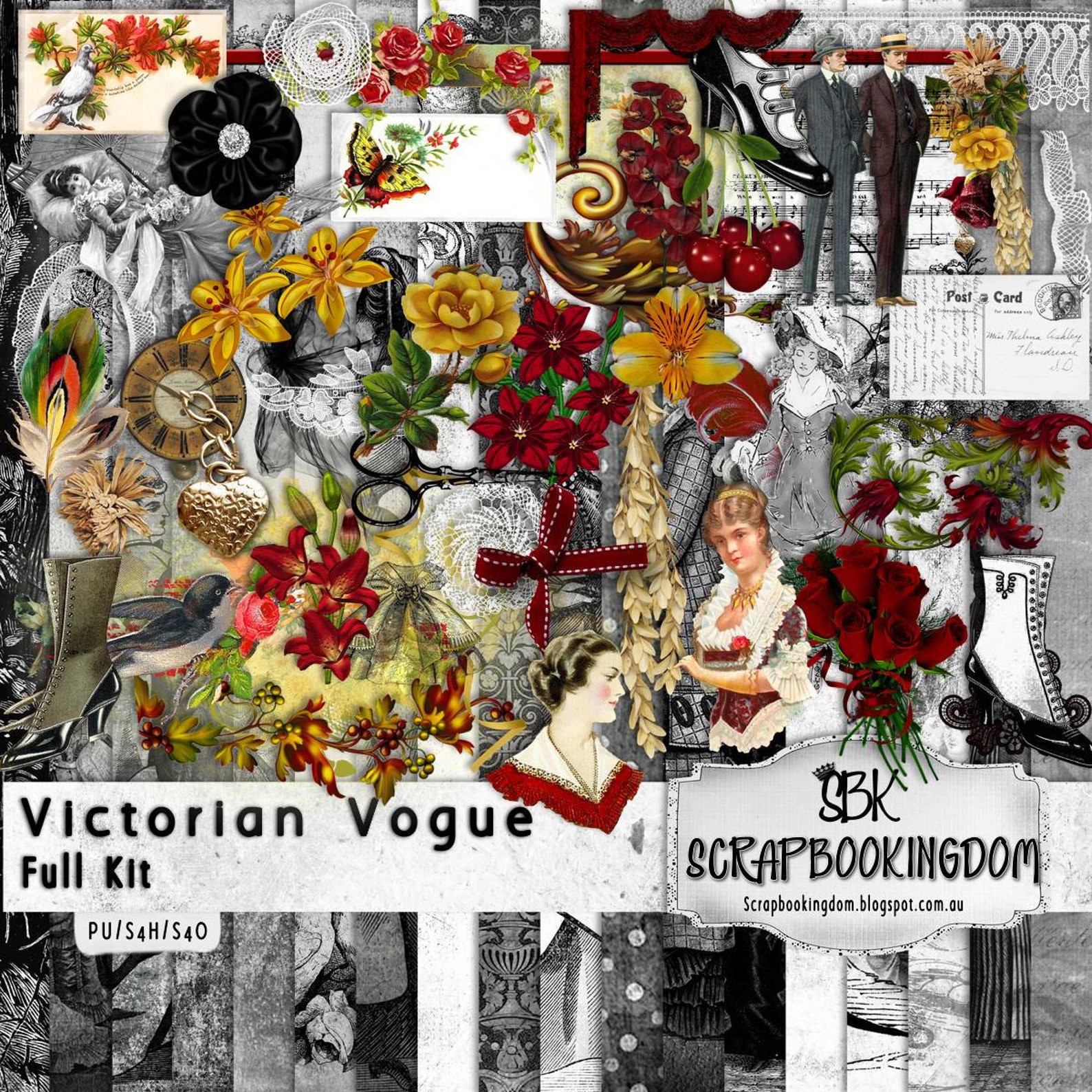 Victorian Scrapbook Kit VICTORIAN VOGUE Scrapbook Papers Vintage ...