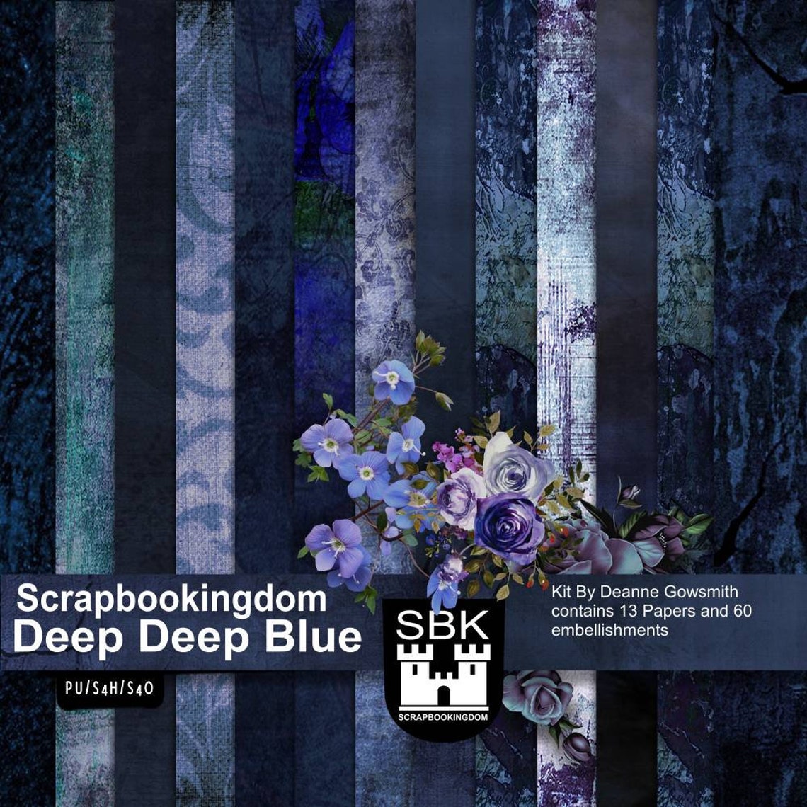 Deep Deep Blue Digital Scrapbooking Kit High Quality Digital | Etsy