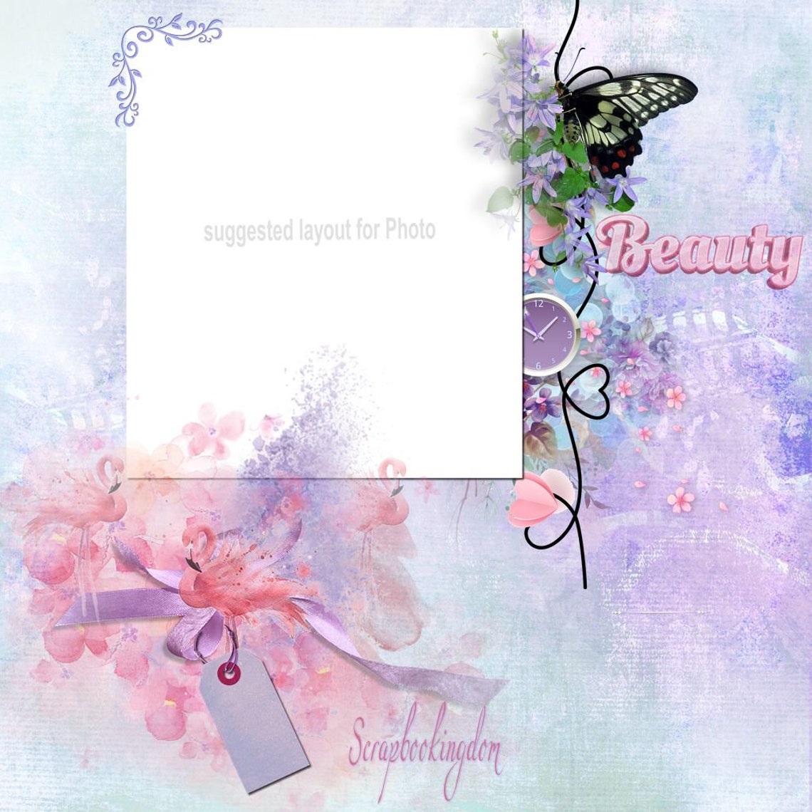 Floral Mist Digital Scrapbook Kit, Gorgeous Misty Pastel Soft Florals ...