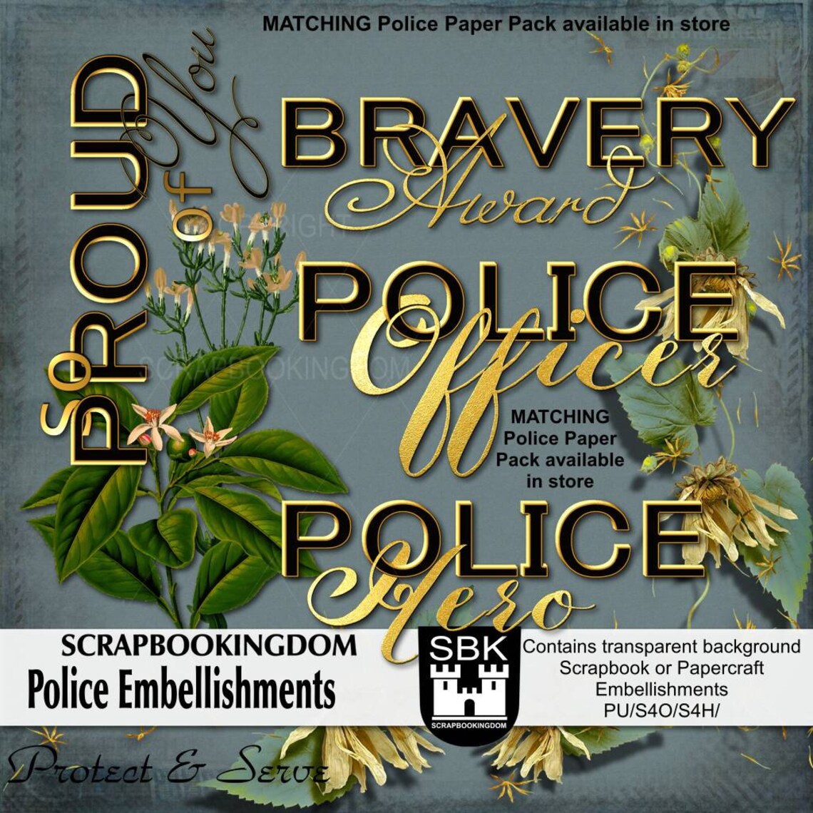 POLICE Digital Scrapbook Kit. 76 Digital Clipart | Etsy
