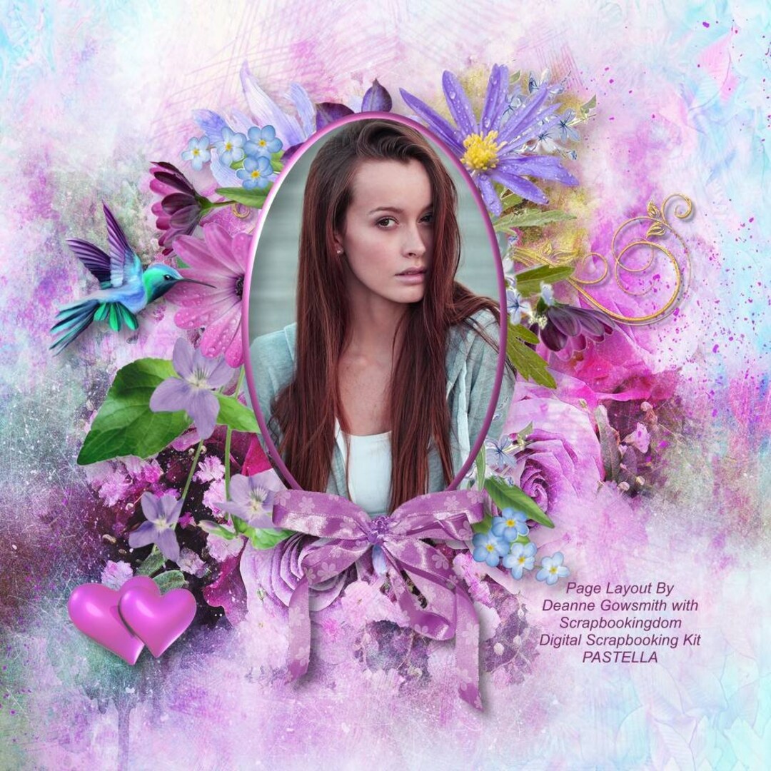 Pastella Digital Scrapbooking Kit Flowers Plus Premade Floral Frame ...