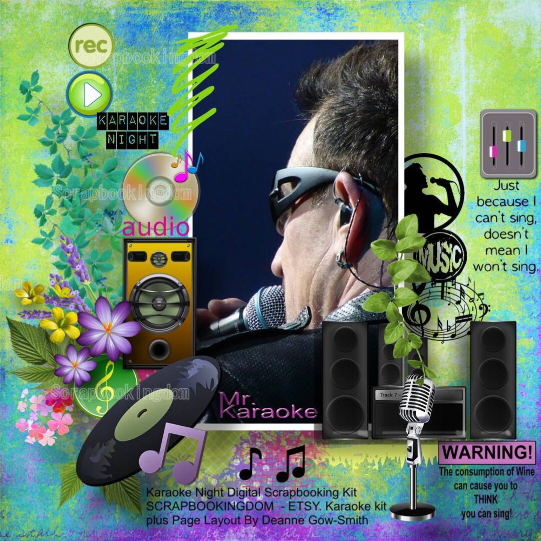 Karaoke Scrapbook Kit: Singing, Sound Equipment . 21 Digital Scrapbook ...