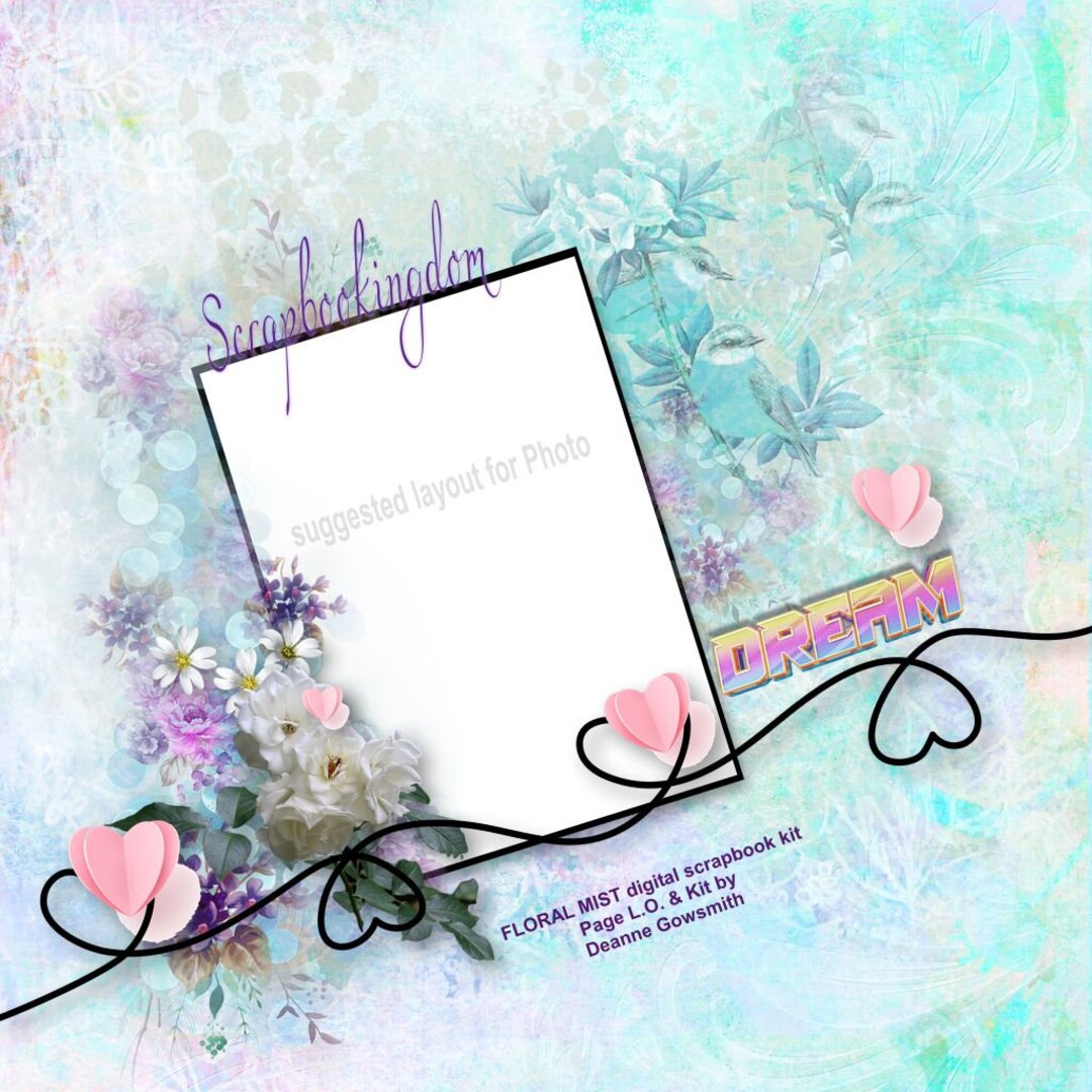 Floral Mist Digital Scrapbook Kit, Gorgeous Misty Pastel Soft Florals ...