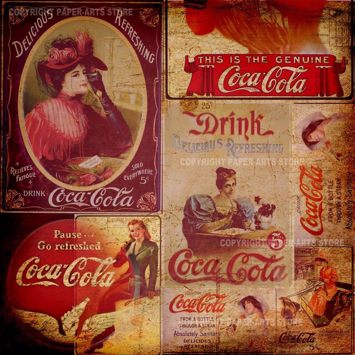 Coca Cola Vintage Papers Commercial Use Ok. Digital | Etsy