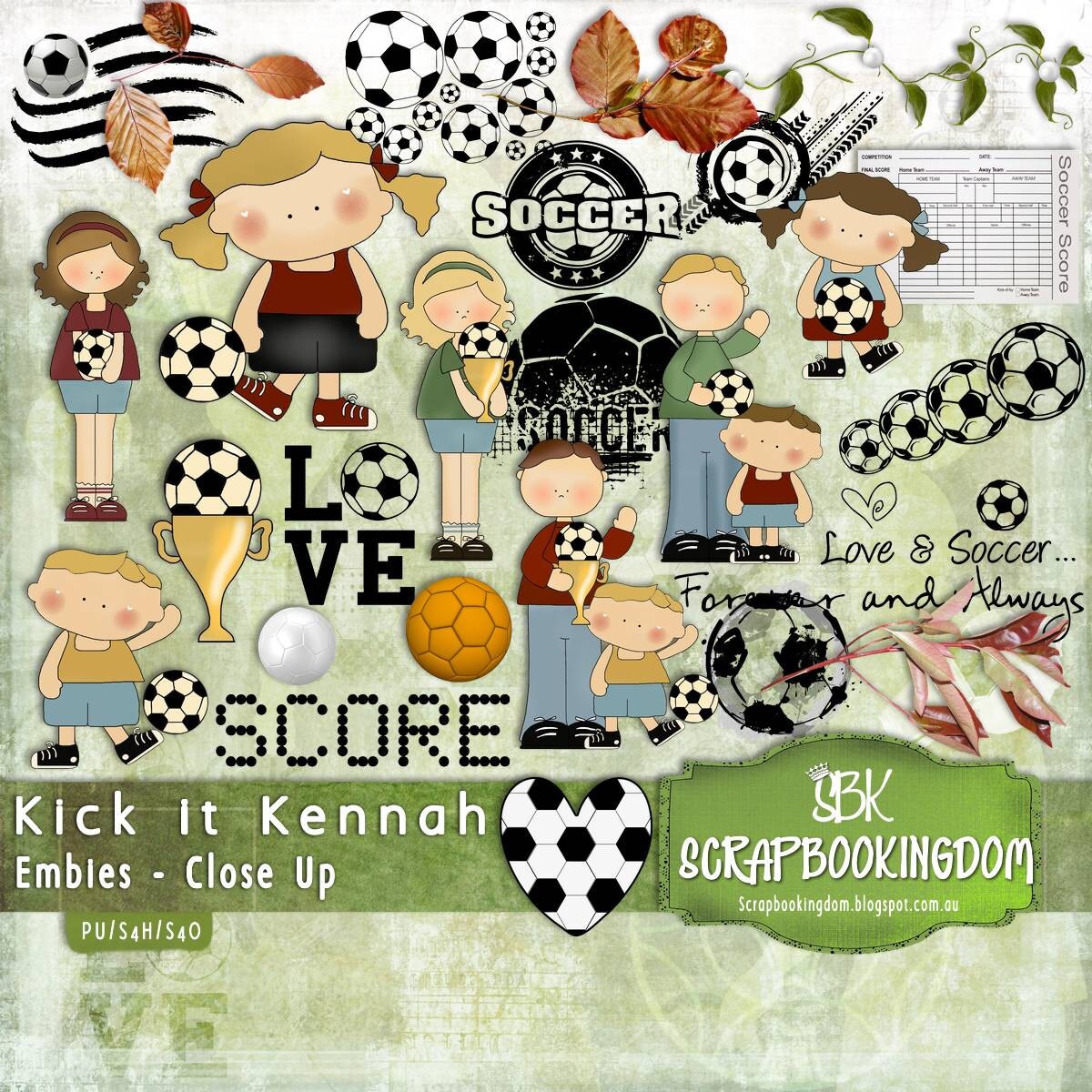 Soccer Scrapbook Kit KICK It KENNAH Soccer ball goal | Etsy