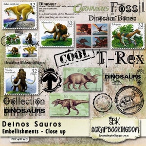 Dinosaur Scrapbook Kit - Realistic Dinosaur Embellishments (59) and ...