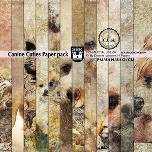 Scrapbooking Digital Papers Dog Theme CANINE CUTIES Scrapbook Paper ...