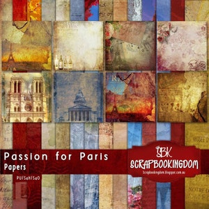 Paris France Themed Scrapbook Kit Papers , Embellishments : Eiffel ...