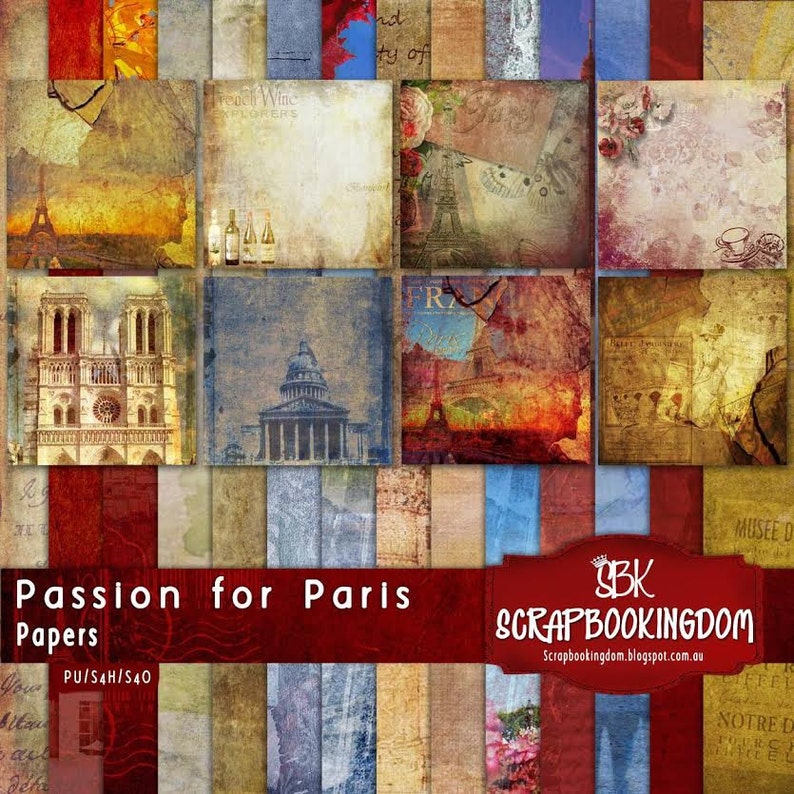 Paris France themed Scrapbook kit Papers Embellishments : | Etsy