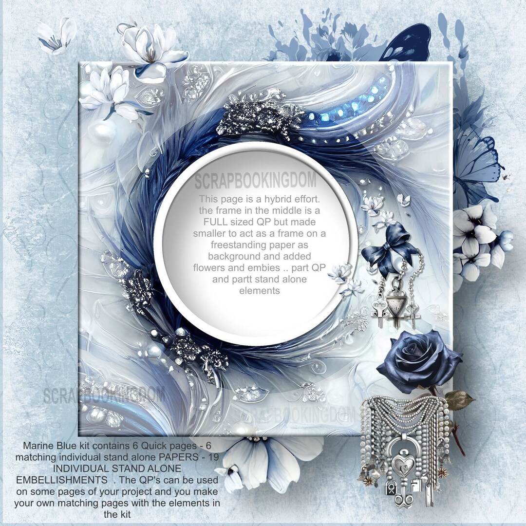 Marine Blue KIT 6 Qp's Ready to Go . Standalone Papers and Emb. Hybrid ...