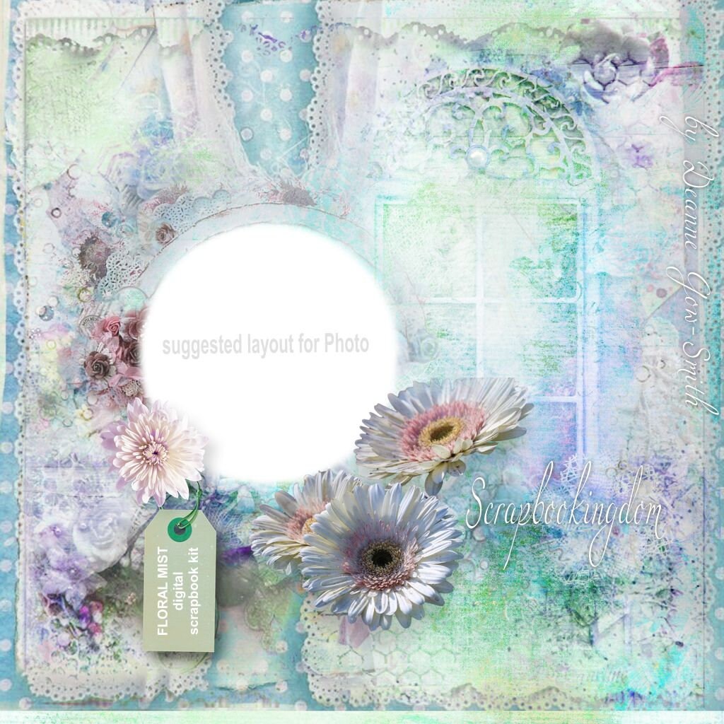 Floral Mist Digital Scrapbook Kit, Gorgeous Misty Pastel Soft Florals ...