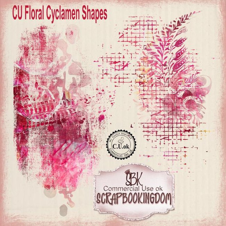 Cu Digital Scrapbook Kit Shapes .png Stock FLORAL CYCLAMEN | Etsy