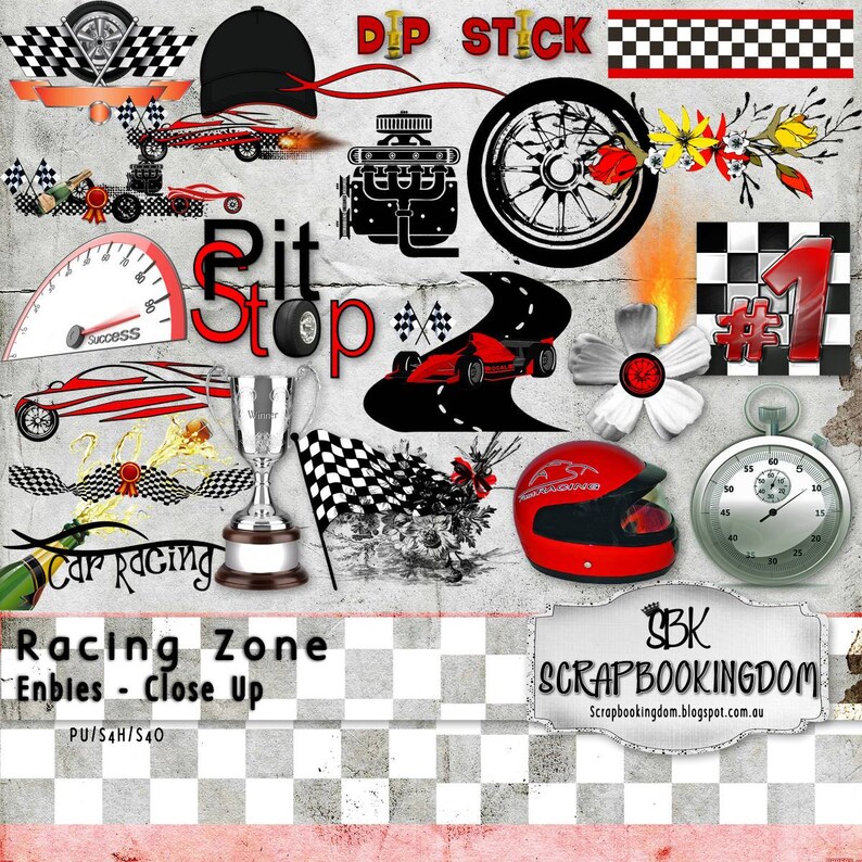 Car Racing Scrapbook Kit RACING ZONE realistic | Etsy
