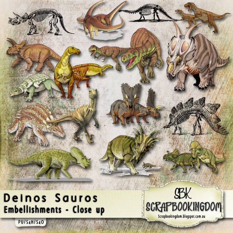 Dinosaur Scrapbook Kit - Realistic Dinosaur Embellishments (59) and ...