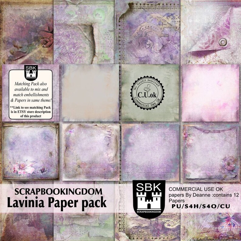 Lavinia CU Paper pack curled edges on papers slightly grunge | Etsy