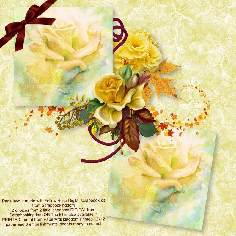 Yellow Rose Digital Scrapbooking Kit Stunning Yellow Roses - Etsy