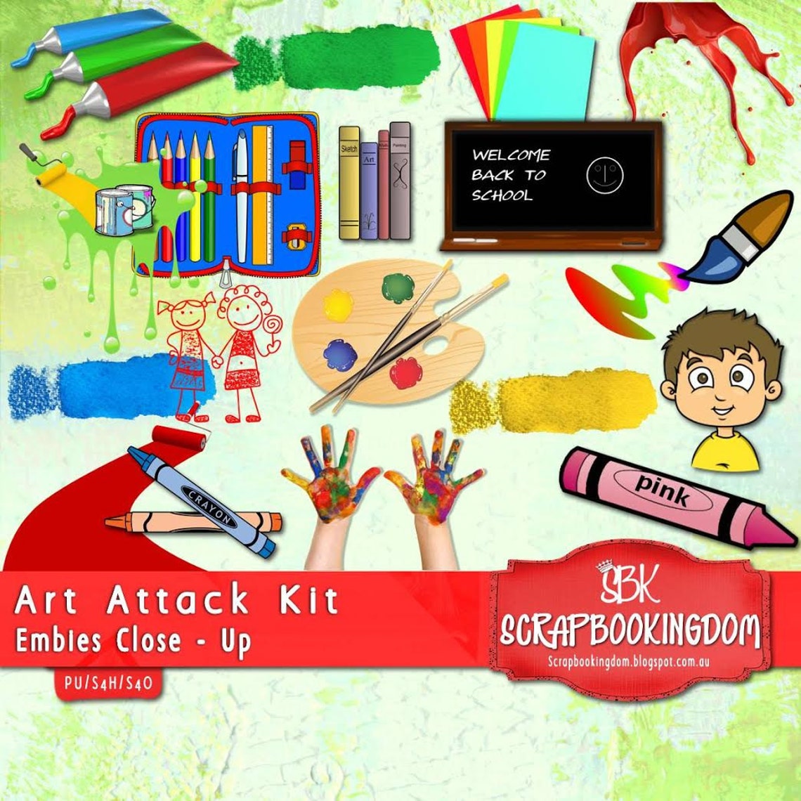 Art Attack Scrapbook Kit Colorful Embellishments & Papers - Etsy