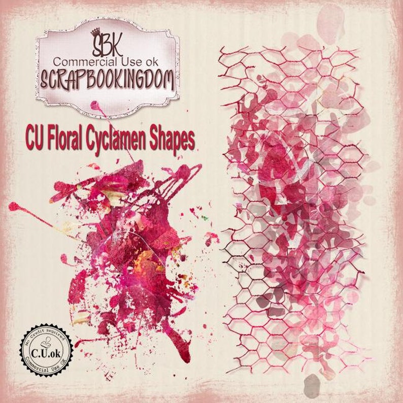 Cu Digital Scrapbook kit Shapes .png Stock FLORAL CYCLAMEN | Etsy