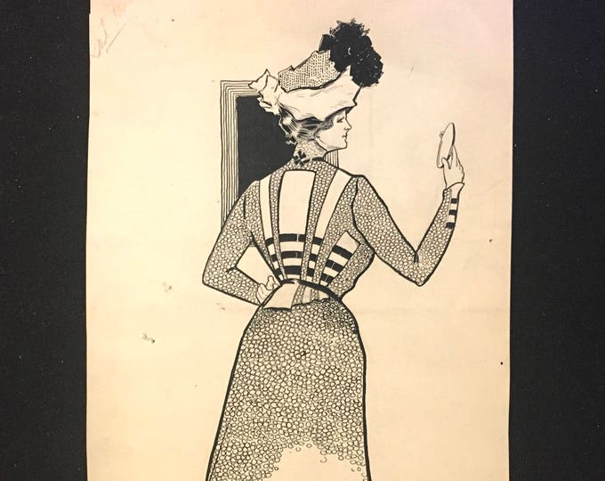 Ca. 1900 Fashion Ink Drawing Kate Cathcart New York - Etsy