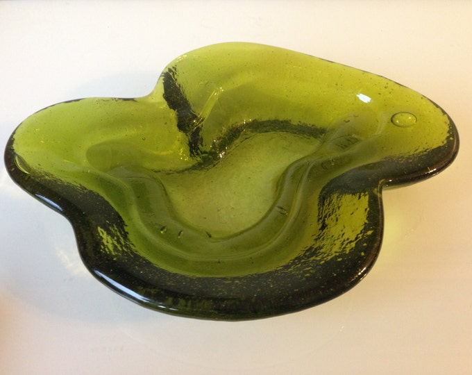 Mid Century Modern Green Abstract Freeform Blenko Bowl 9 - Etsy