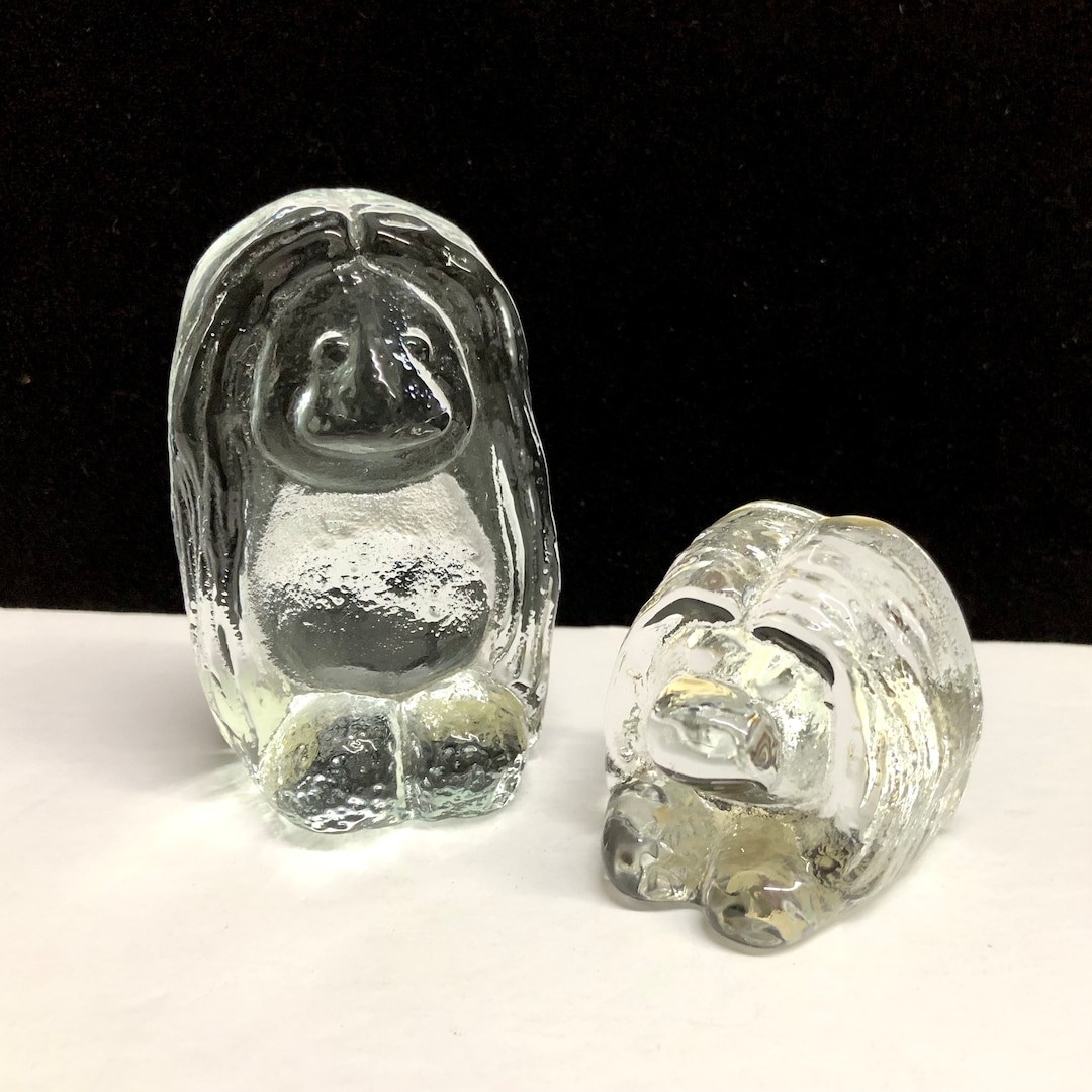 Pair of Bergdala Troll Figurines Mid Century Modern Glass Paperweight ...