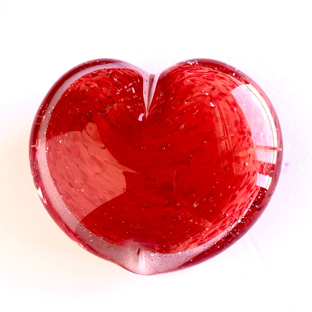 Red Heart Shaped Art Glass Paperweight - Etsy
