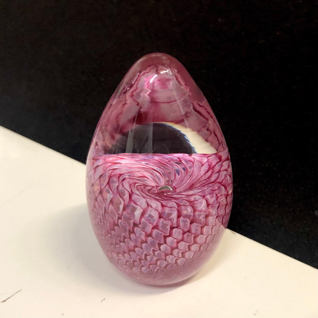 Glass Eye Studio Pink Swirl With Bubble Seattle Art Glass Egg ...