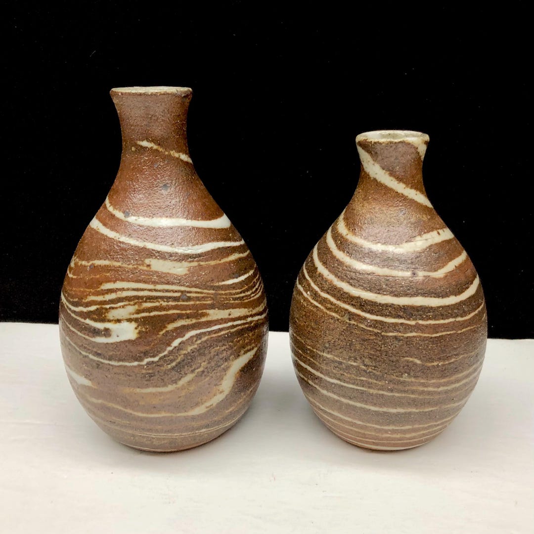 Pair of Bruning Northwest Studio Pottery Vases Swirl Glaze - Etsy
