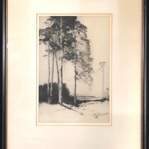 John George Mathieson - Trees Vintage Etching Framed Scottish Landscape ...