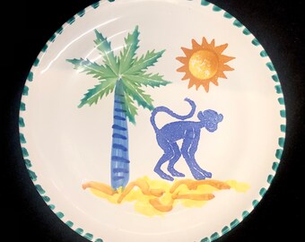 Ceramic Monkey Plate - Etsy