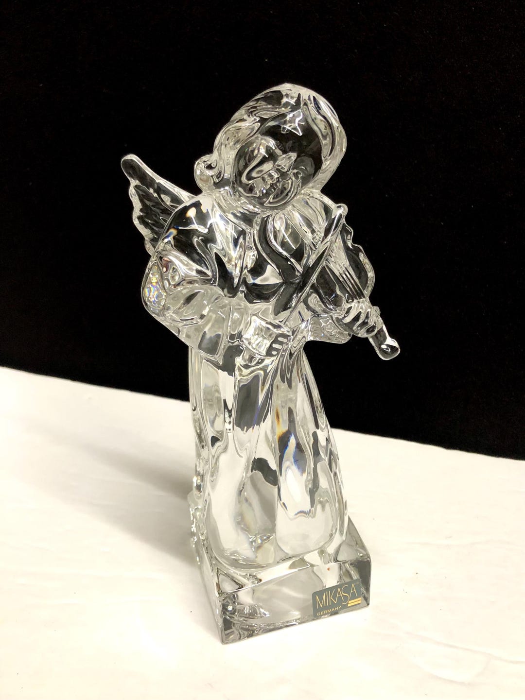 Mikasa Crystal Angel Playing Violin Figurine 8” - Etsy