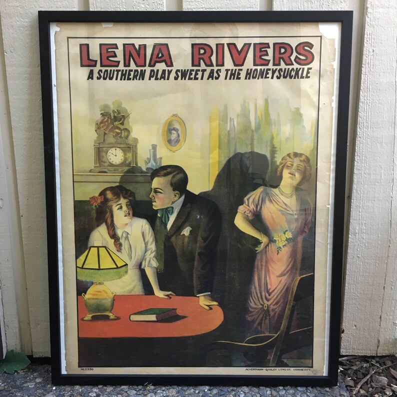 Antique Theater Poster Lena Rivers Southern Romantic | Etsy