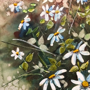 Wildflowers Daisies Watercolor Painting Ron Bergen - Etsy