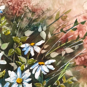 Wildflowers Daisies Watercolor Painting Ron Bergen - Etsy