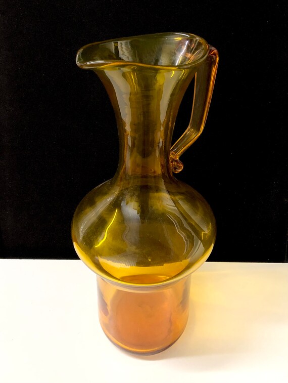 Vintage Blenko 964 Winslow Anderson Charcoal Smoky Glass Cornucopia 16. ...