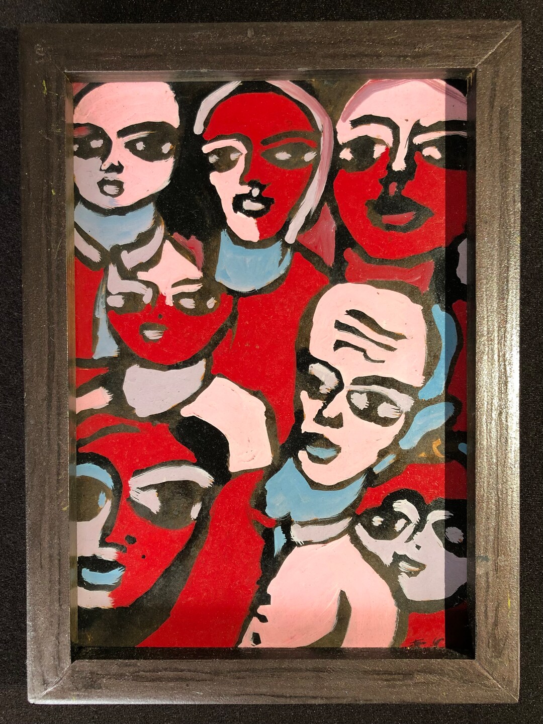 Tom Cramer “pink and Red People” Oil on Masonite 1982 Free Shipping - Etsy
