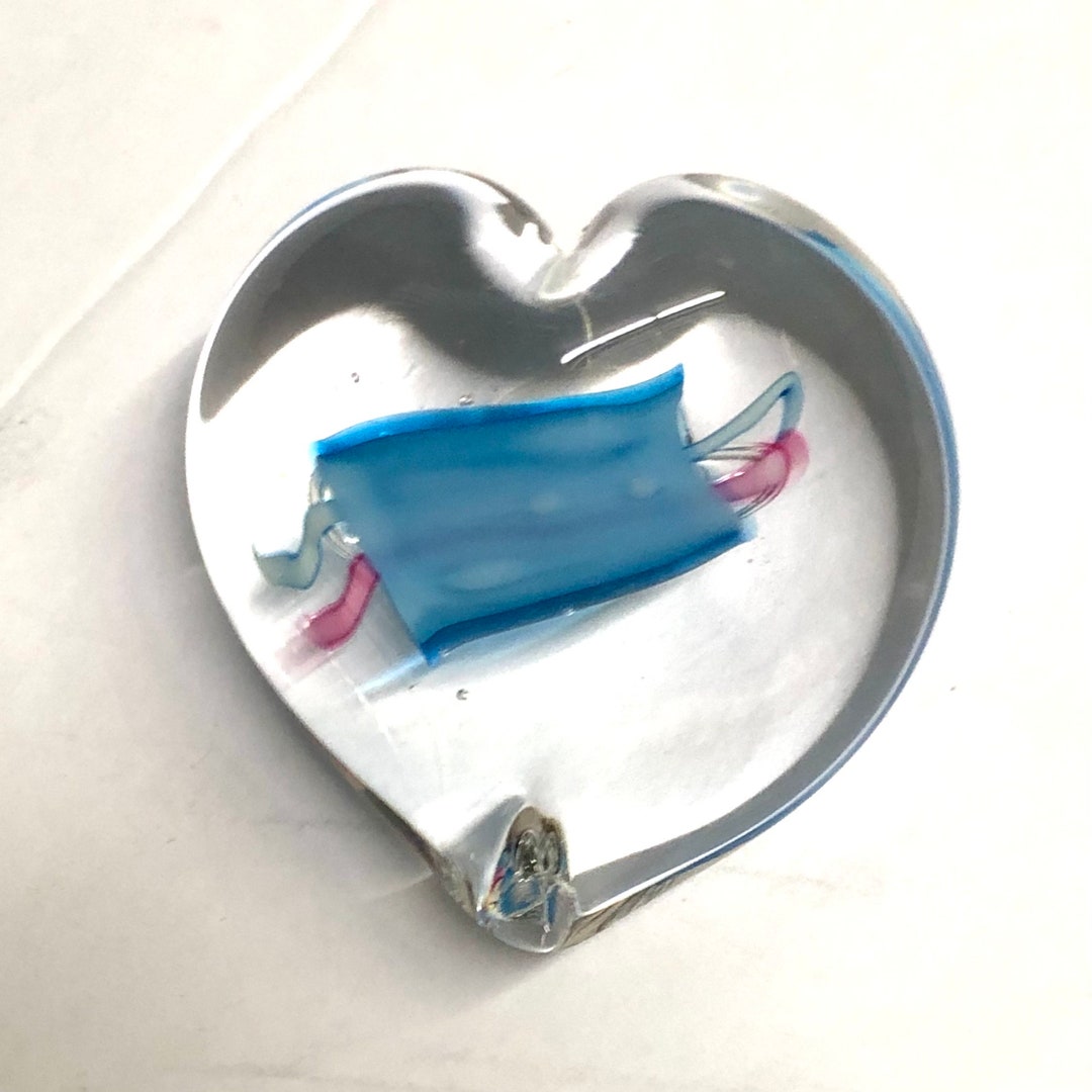 Schmidt/rhea Art Glass Heart Paperweight Signed 1/2 - Etsy