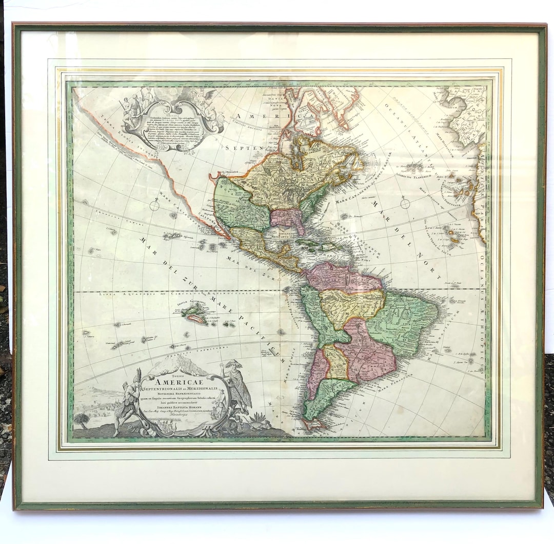 Antique Johannes Baptista Homann Map of North and South America Ca.1710 ...